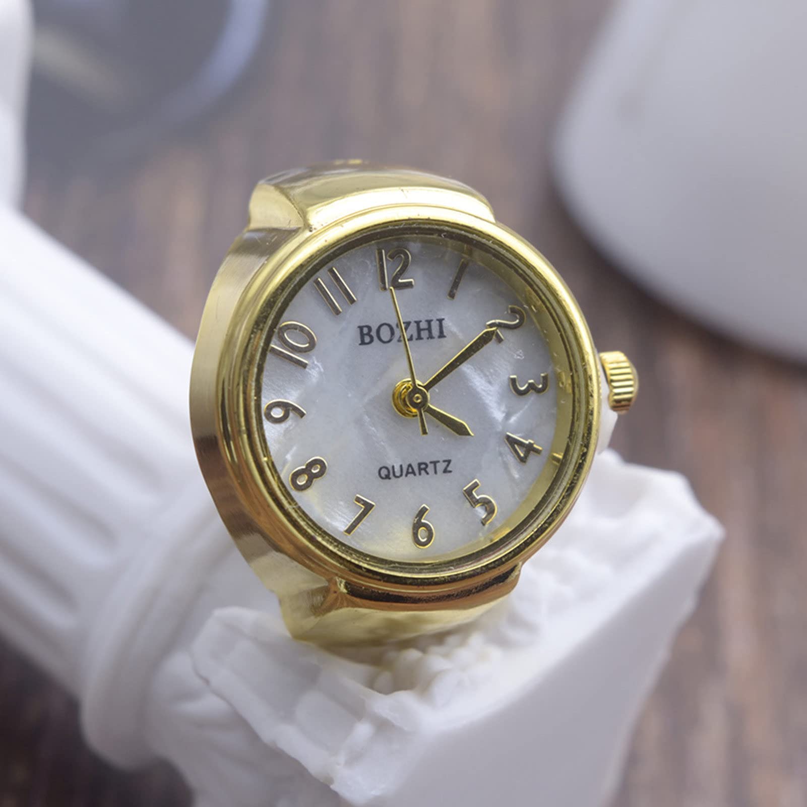 Ligirlsexy Watch Ring Decorative Clear Dial Jewelry Clock Quartz Analog Finger Ring Watch for Adult - Silver 2
