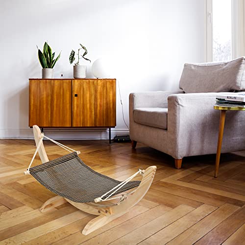 RAIN QUEEN Cat Hammock, Solid Wood Fancy Kitty Swing Pet Resting Bed New Moon Cat Swing Chair Kitty Furniture Gift Indoor