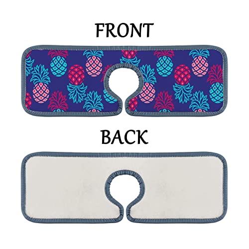 Kitchen Faucet Absorbent Mat 2 Pieces Blue Pink Pineapple Faucet Sink Splash Guard Bathroom Counter and RV,Faucet Counter Sink Water Stains Preventer