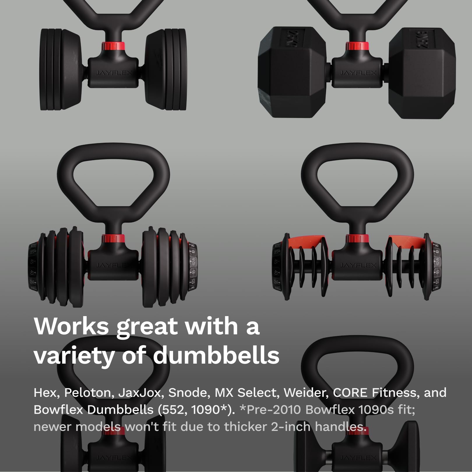 Jayflex Hyperbell Rotating Kettlebell Grip for Dumbbells - Adjustable Weight Dumbbell Grips for Work from Home Fitness - 100 lb Capacity Converter for Kettlebells and Home Workouts