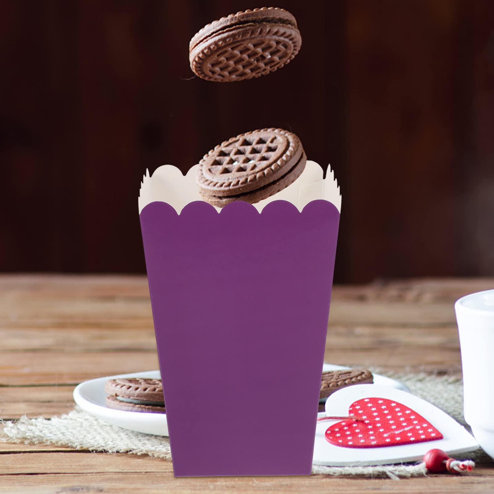 jojofuny 50pcs Boxes Popcorn Box Snack Candy Popcorn Bags Snack Containers Paper Popcorn Buckets Popcorn Cups Mini Popcorn Buckets 250g White Cardboard Purple Disposable Ice Bucket