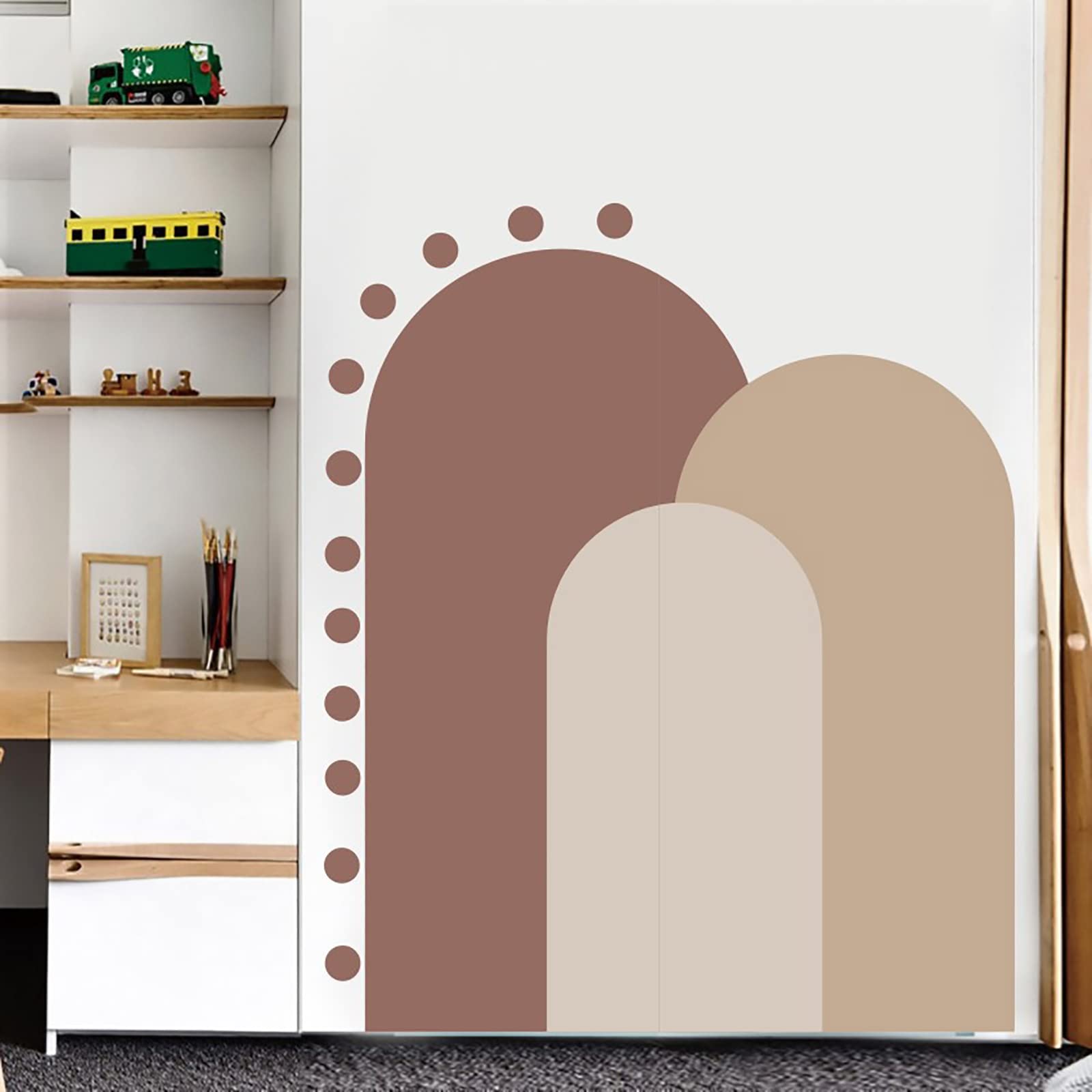 Large Bohemian Arch Wall Decal Boho Rainbow Abstract Wallpaper Wall Stickers for Girls Bedroom Toddler Room Nursery Wall Décor