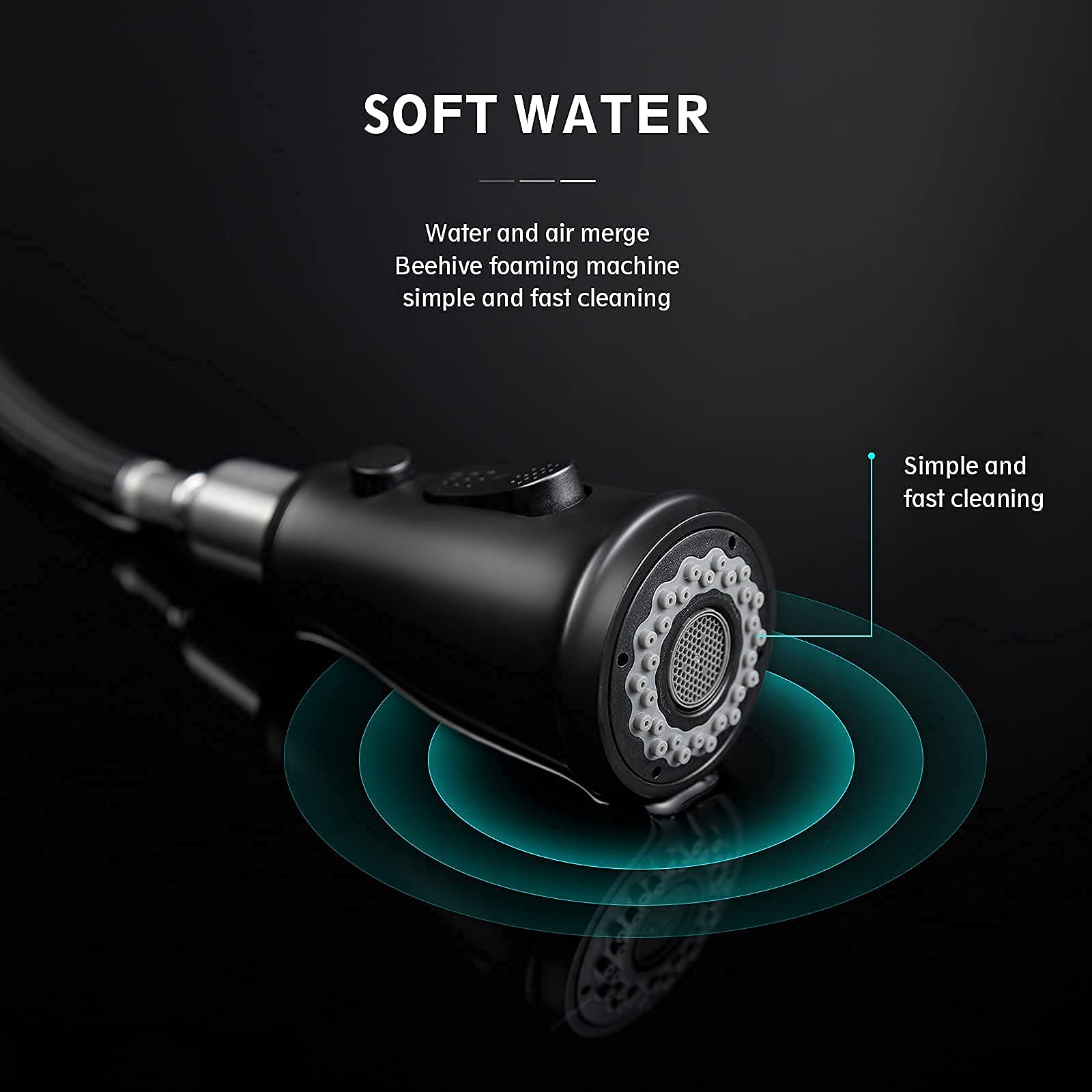 GUUKAR Black Kitchen Faucet with Pull Down Sprayer Matte Black Stainless Steel Kitchen Sink Faucet 360 Degree Swivel with Deck Plate
