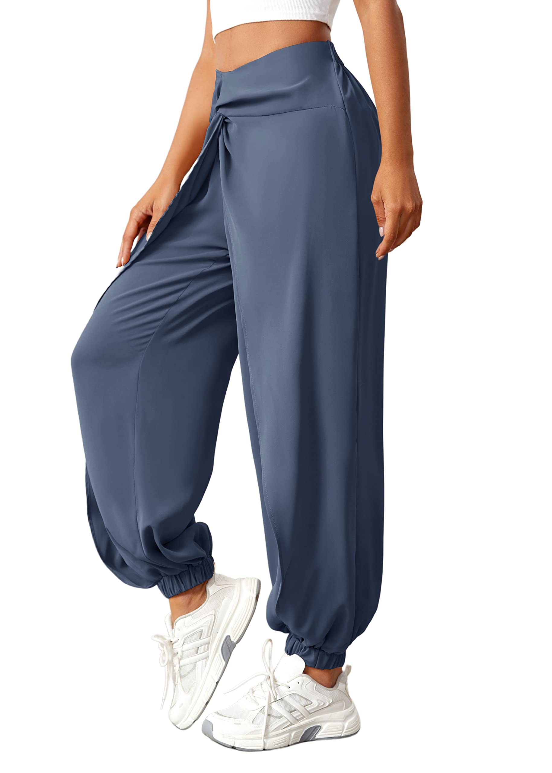 LAICIGO Women's Harem Pants, Hippie Palazzo Pants Boho Joggers Yoga Sweatpants Dark Blue