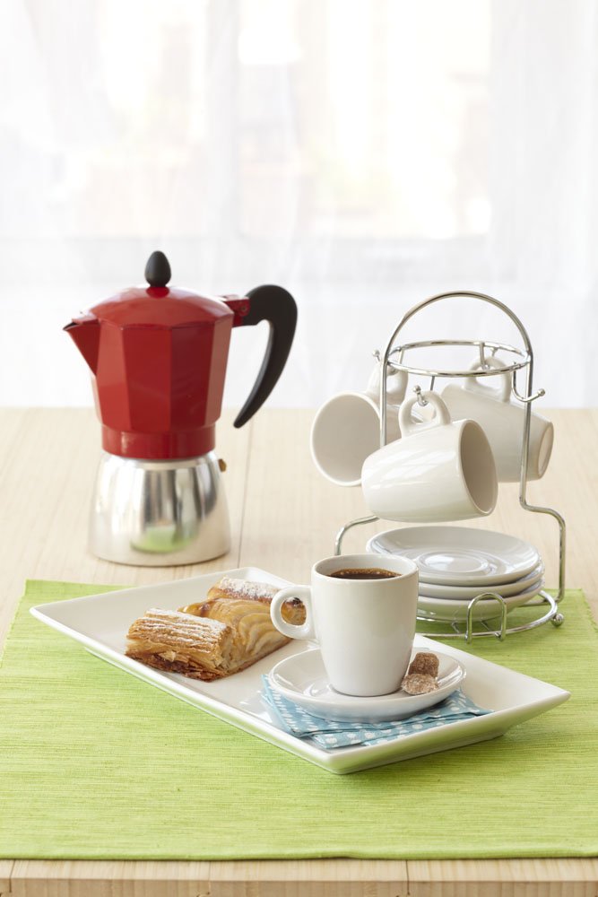 IMUSA USA B120-42T Aluminum Stovetop Coffeemaker, Espresso Machine, 3-Cup, Red