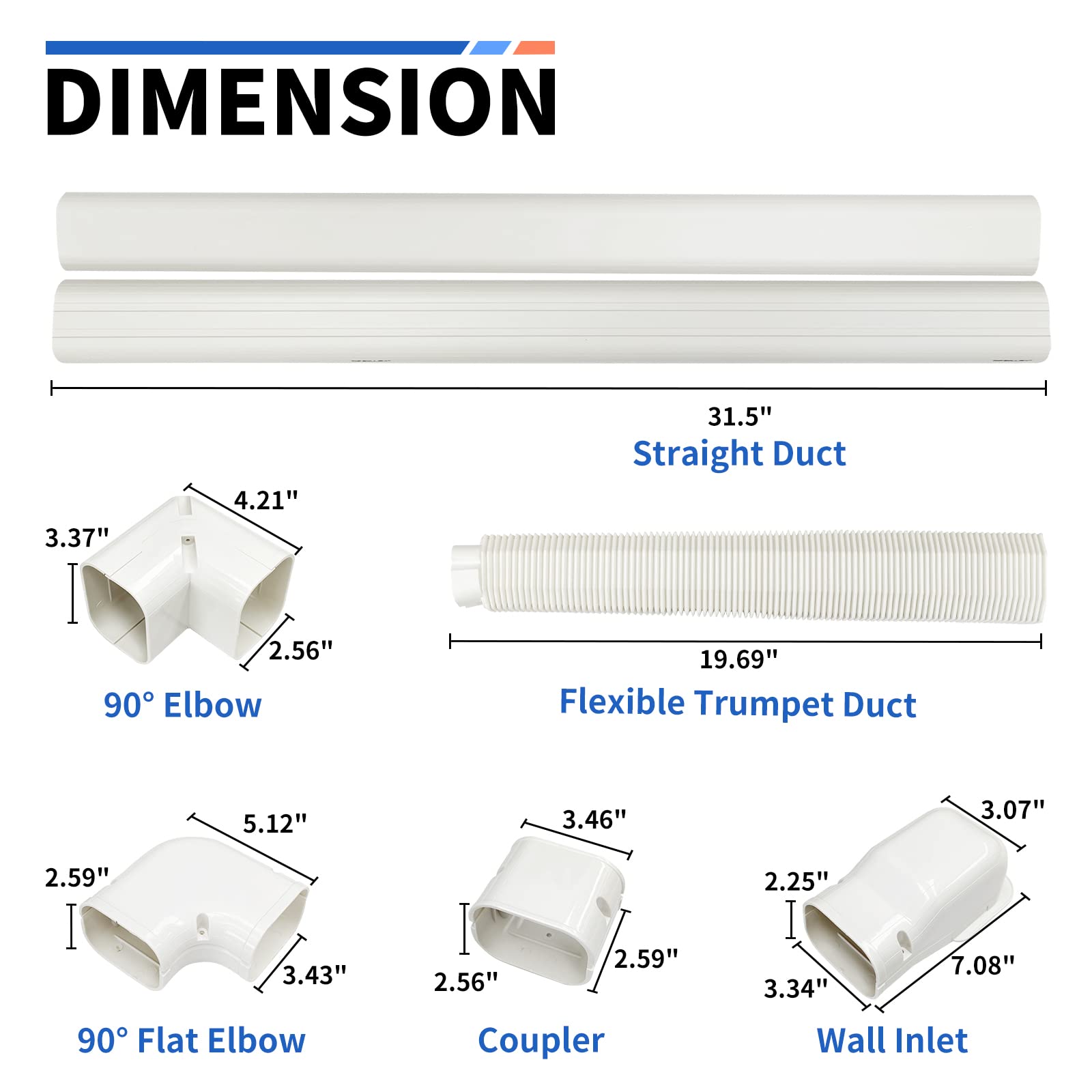 LILIJIA 3" 8Ft Decorative PVC Line Set Cover Kit for Mini Split Air Conditioners and Heat Pumps