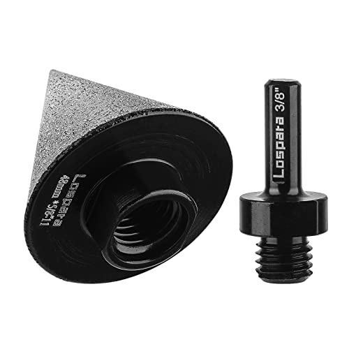 Lospara Diamond Beveling Chamfer Bits with Core Drill Adapter, Calidad Tile Tools 5/8"-11 Thread for Existing Hole Trimming Finishing Cleaning Enlarging Marble Porcelain Tiles Granite, Black (48mm)