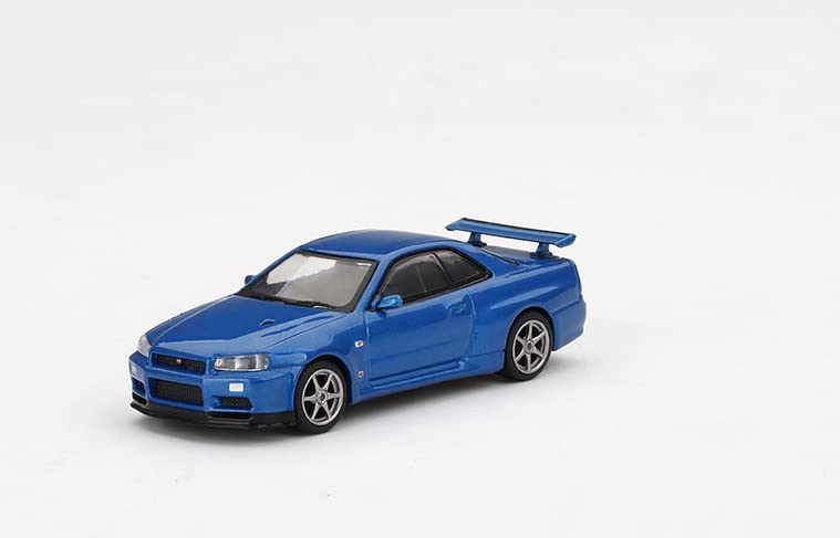 True Scale Miniatures Model Car Compatible with Nissan Skyline GT-R (R34) V-Spec II Bayside Blue Limited Edition 1/64 Diecast Model Car MGT00341