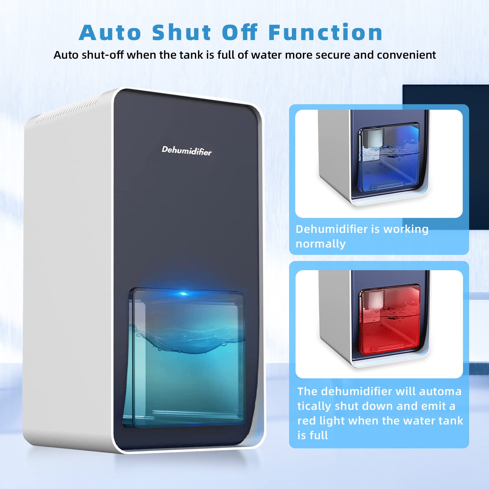 LAOVER Small Dehumidifiers, 40oz Dehumidifier for Bedroom with 7 Color LED Lights and Auto Shut Off Function, Quiet Portable Dehumidifier 300 Sq.ft for Bedroom RV Bathroom Closet Office