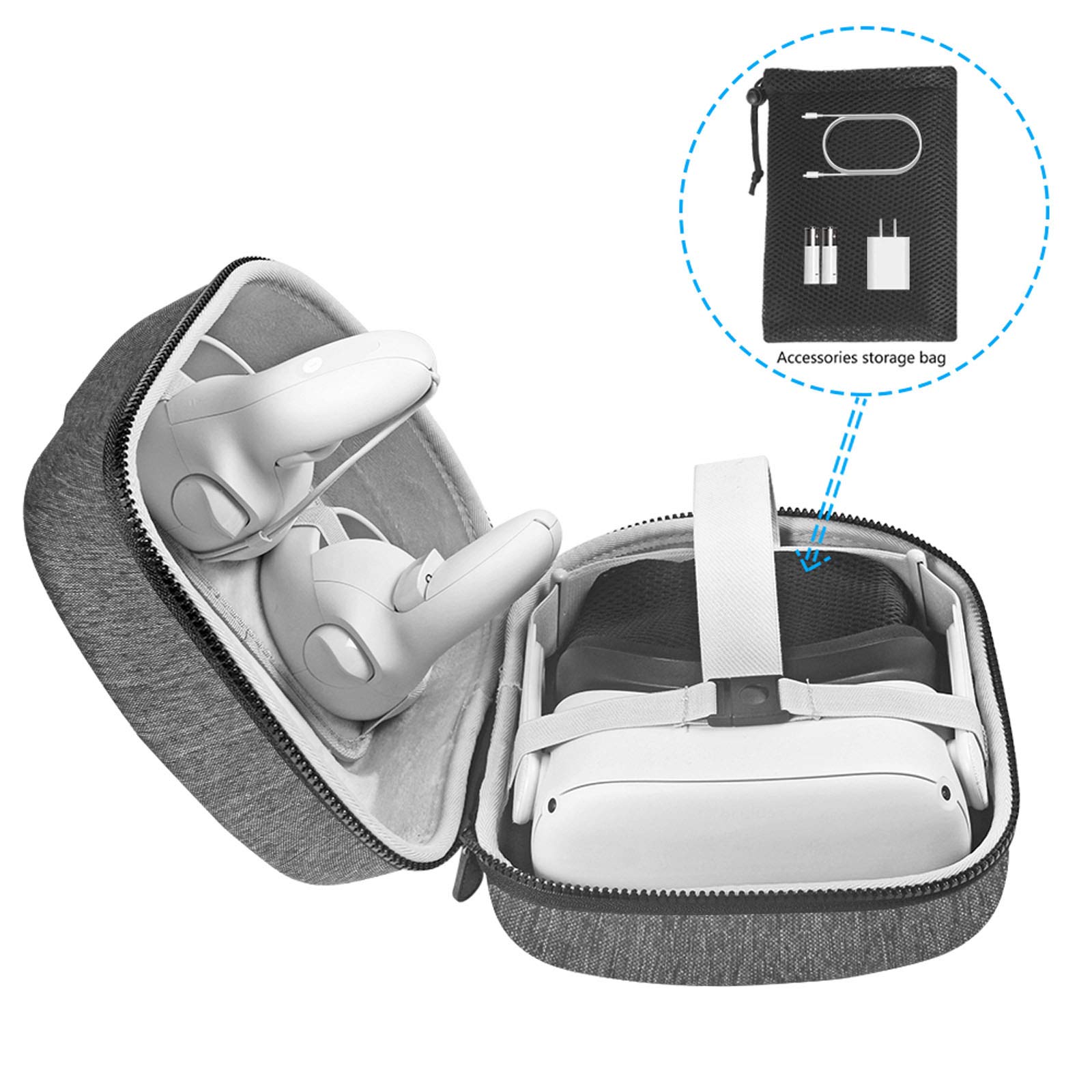 houyifeiqinhu Hard Protective Cover Storage Bag Carrying Case for -Oculus Quest 2 VR Headset Quest 2 VR Headset Bag Gray, 24.5x20x14cm