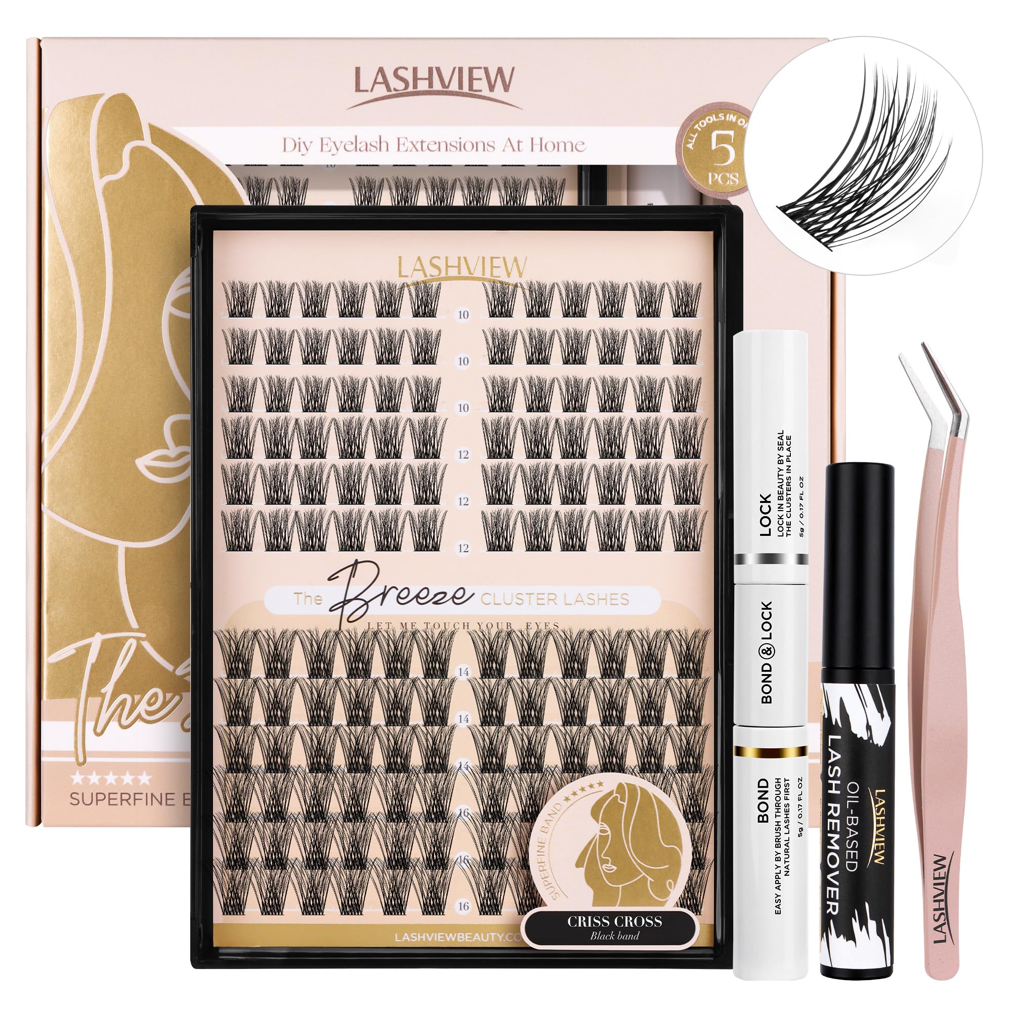 LASHVIEW Lash Clusters, 144 Pcs Cluster Lashes, DIY Cluster Eyelash Extensions Mega Volume Reusable Individual Lashes Cluster Volume Look Super Thin Band & Soft(Volume,C-10-16mix)