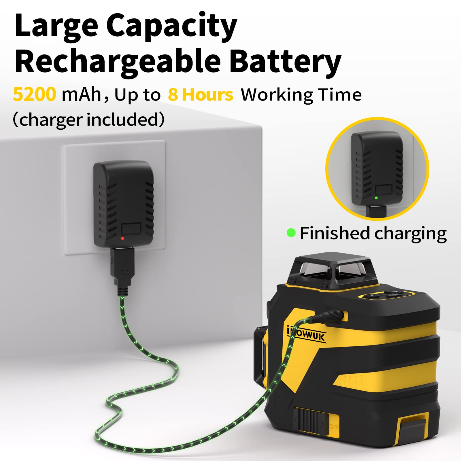 IKOVWUK 5200 mAh Lithium-Ion Battery B1-12 Laser Level, Rechargeable Replacement Battery