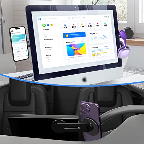 imluckies Magnetic Laptop Phone Holder, 180° Adjustable Continuity Camera Mount Compatible with Magsafe for iOS 16 & MacBook macOS 13 Ventura, for 14/13 /12 Series, Black
