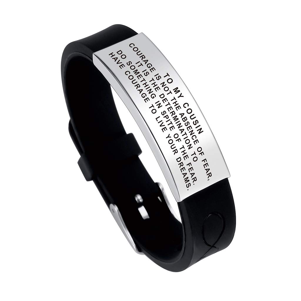 FALOGIJE Engraved Inspirational Cuff Bracelet to My Cousin on Her Wedding Day His Birthday Gift Idea from Cousin