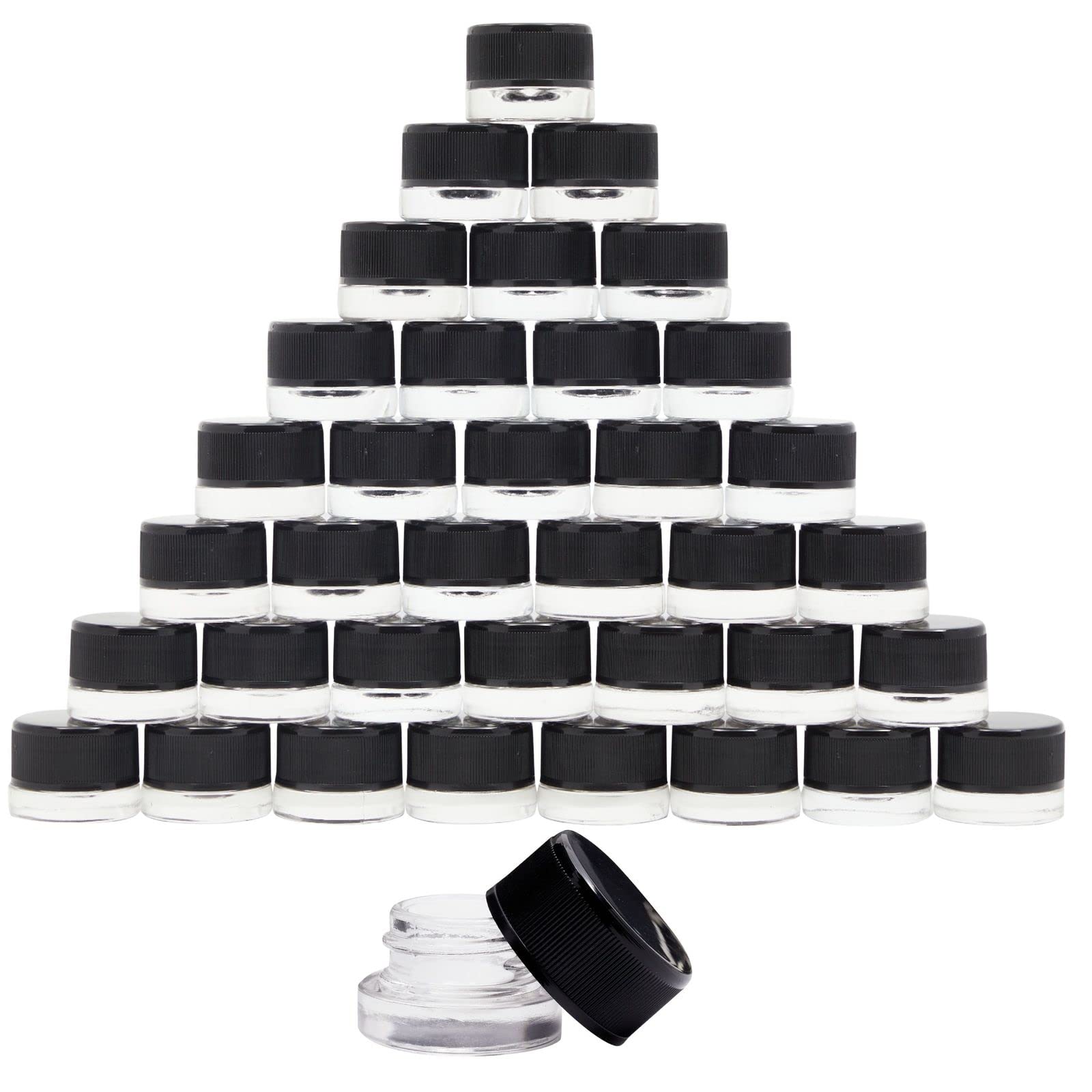 Glass Concentrate Jars with Lids for Cosmetics and Samples (0.17 oz, 36 Pack)