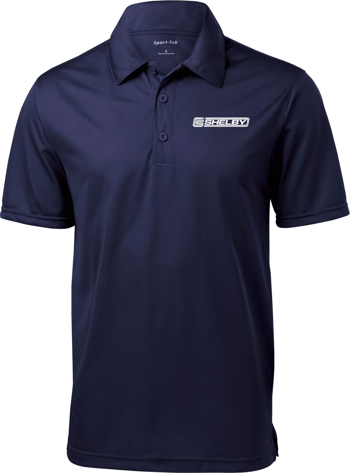 Ford Mustang Shelby Crest Pocket Print Textured Polo, Navy 3XL
