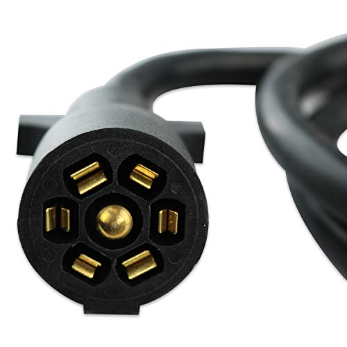 Leisure Cords 7-Way Trailer Extension Cord Wire 12 Ft - 7 Pin Connector Plug for RV Trailer, Caravan, 5th Wheel to Truck or Van - Heavy Duty & Weatherproof (12-Feet)