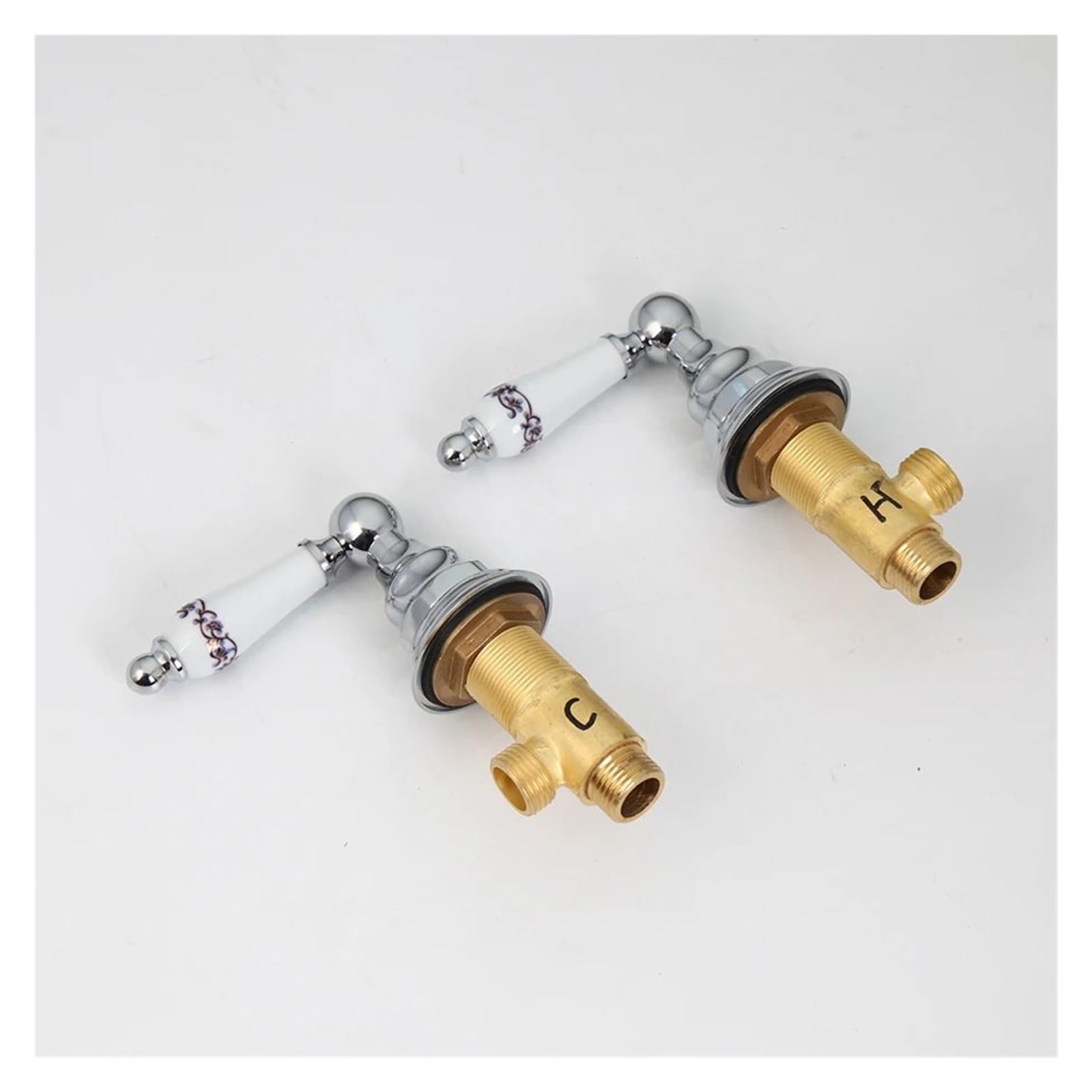 MISSCELL Chrome Brass Bathroom Faucet Hot & Cold Bathtub Mixer Faucet Deck Mounted Wash Basin Sink Faucet Ceramic Handles ,Faucet, LL-662