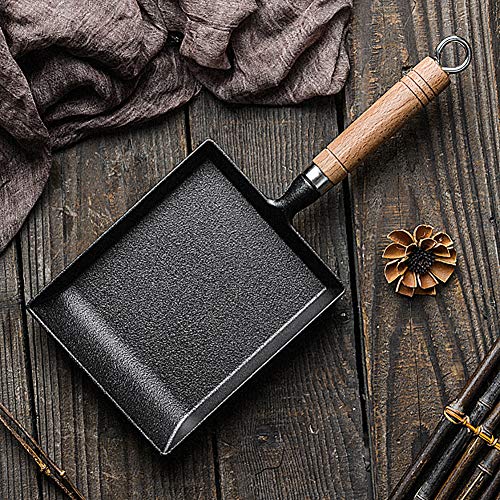 JKLove Cast Iron Skillet Nonstick Tamagoyaki Pan Grill Pan Japanese Omelette Egg Pan Pancake Pan Square Frying Pan Non-stick Coating Cast Iron Skillet Rectangle Small Grill Tamagoyaki Pan