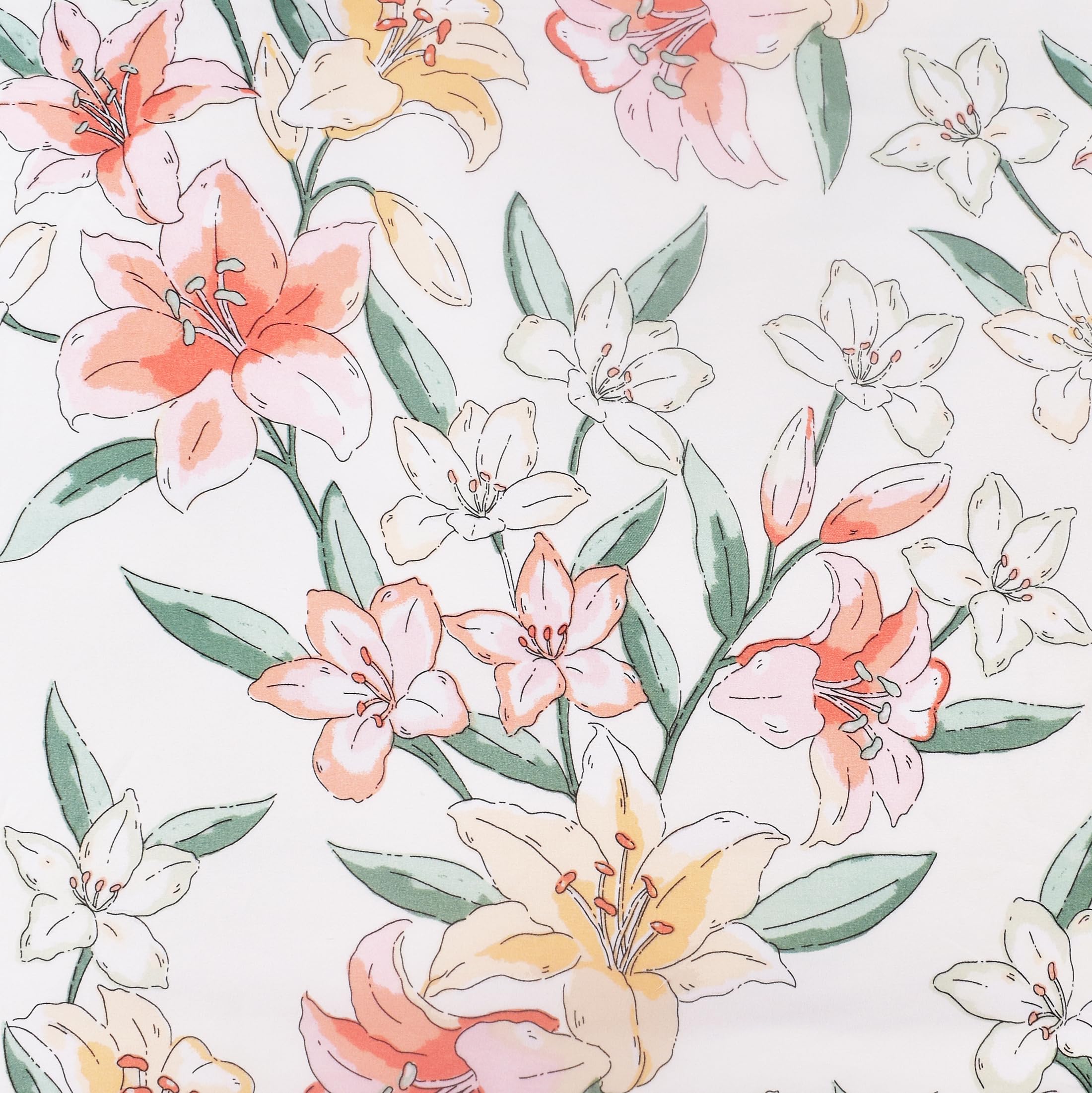 Scientific Sleep Beautiful Lily Flower Bedding Duvet Cover Set with Long Zipper Closure & 8 Corner Tie Brushed 130GSM Microfiber Soft Durable Comforter Quilt Cover Set (Queen, Lily)