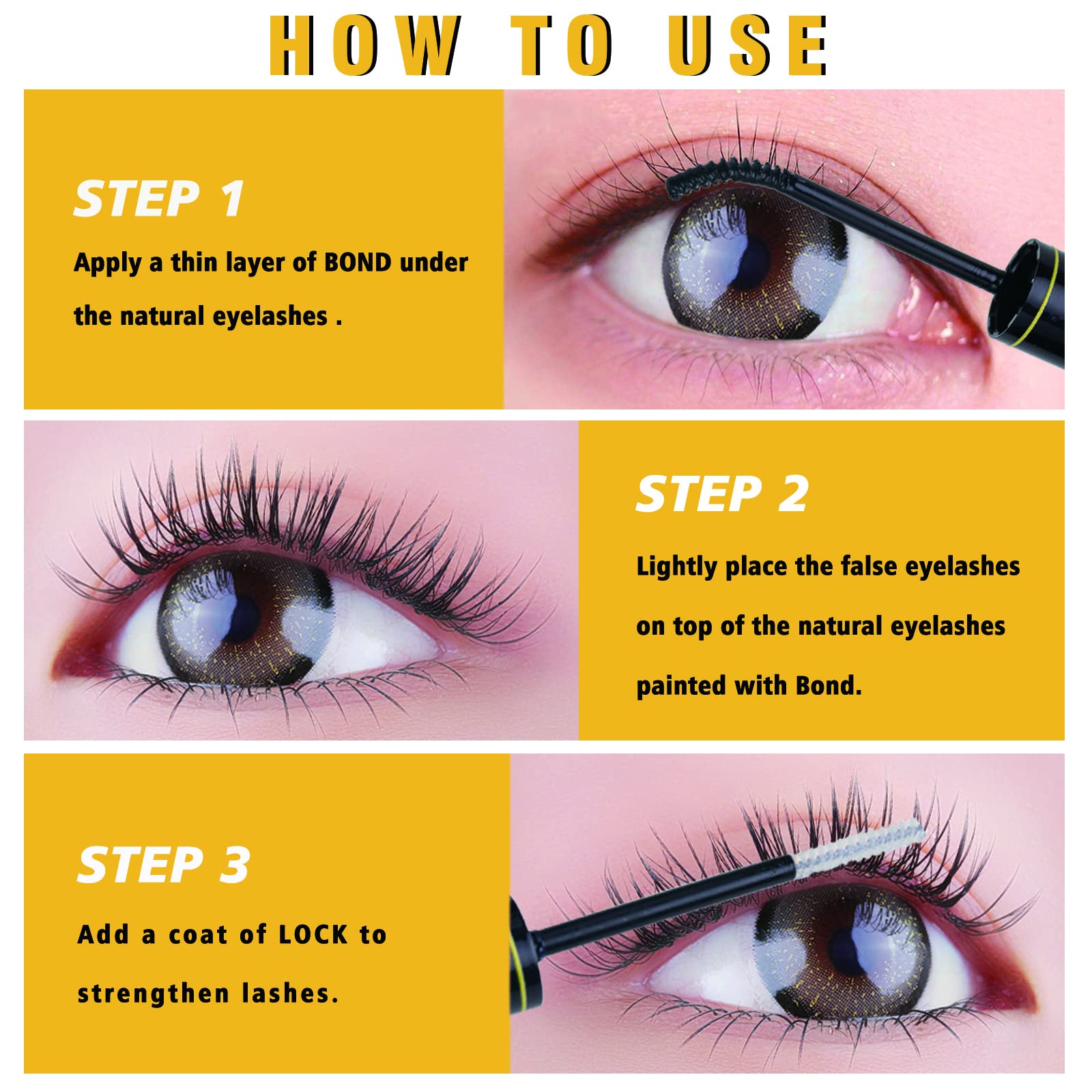 Lash Bond and Seal Cluster Lashes Glue, Falselash Glue Super Strong Hold Clear Glue Professional Latex Free Eyelash Glue Waterproof Lash Glue, Lashes DIY Eyelash Extensions False Eyelash Glue