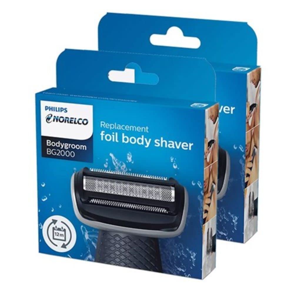 Philips Norelco BG2000/40 (2 Pack) Replacement Trimmer/Shaver Foil Head for Boodygroom Range BG2020, BG2030 - (2 Pack)