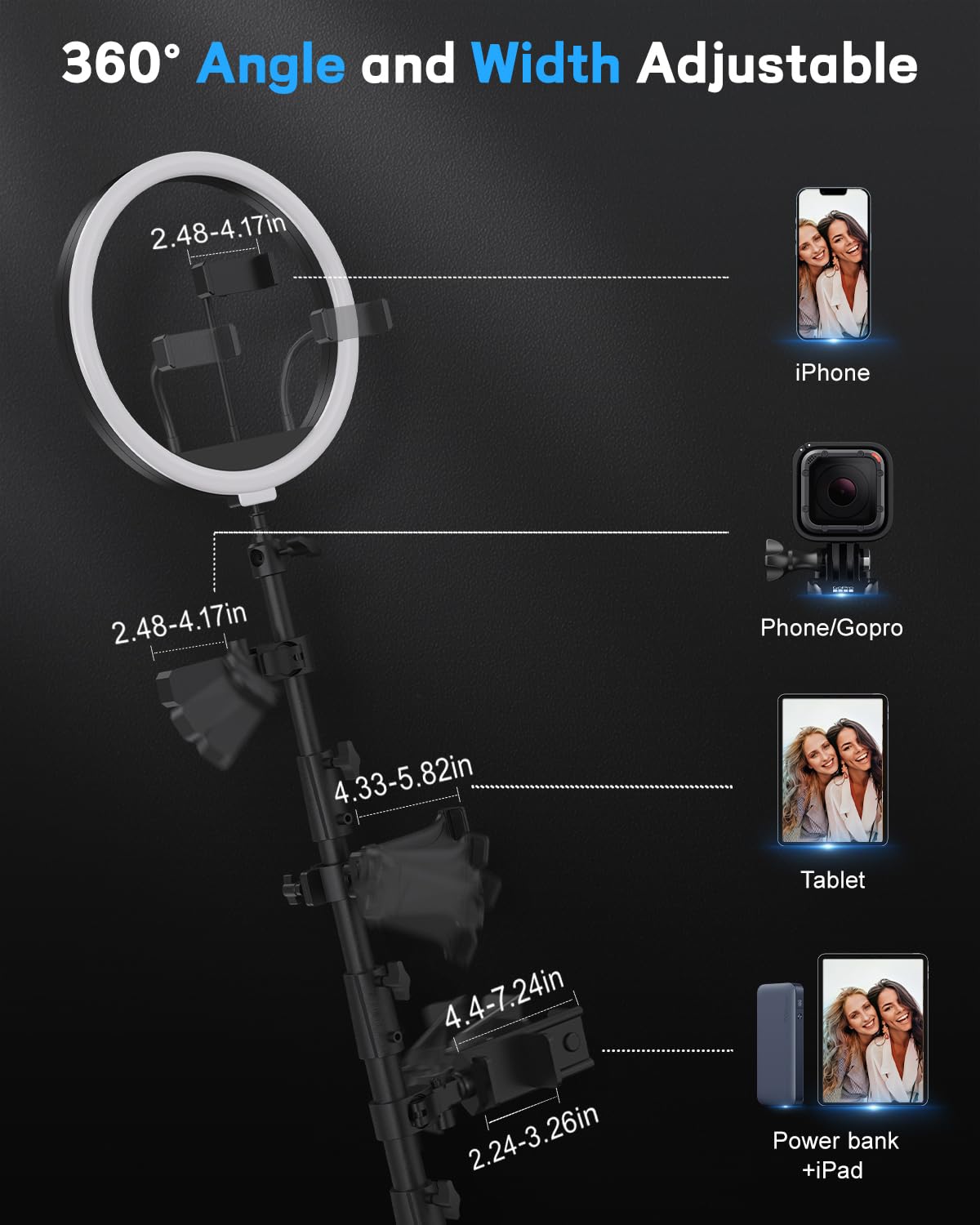 HOGSITY 360 Photo Booth Machine for Parties for 1-3 PPL,with APP,Wireless Light Strip,Custom Logo&Parts Replace,360 Camera Booth Auto Spin w/Ring Light&Flight Case for Slow Motion Etc.27