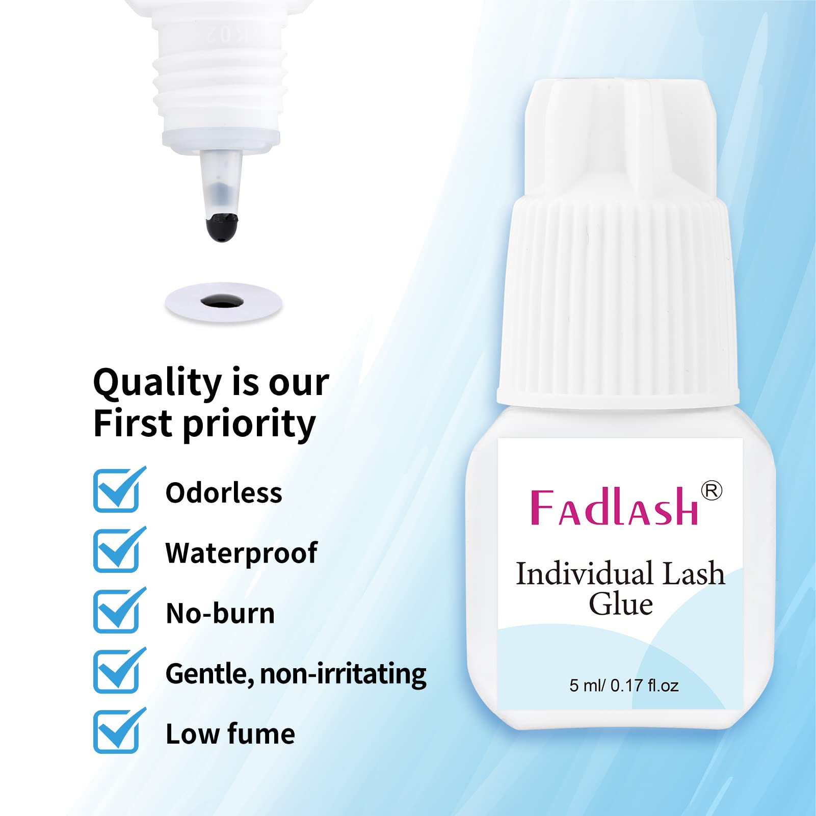 Individual Lash Glue Self Application Cluster Lash Glue 3-5S Dry Time Eyelash Extension Glue DIY at Home 7-15 Days Long Lasting Eyelash Glue Black 5ml (DIY/Cluster Lashes Use Only)