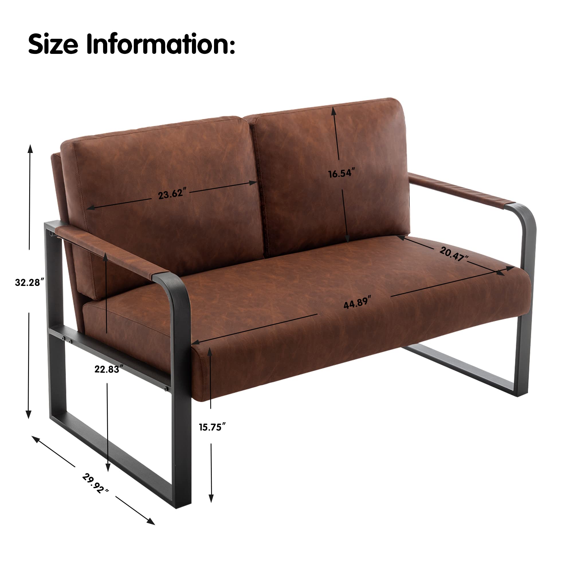 HAOBO Home Loveseat Couch Bench Settee for Living Room, Upholstered Small Sofa Couch PU Leather Banquette Lounge Bench for Dining Room Bedroom Funiture