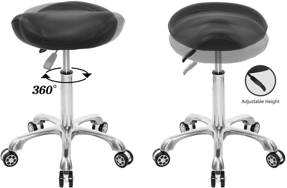Nazalus Saddle Stool Chair Hydraulic Rolling Swivel Adjustable Stool for Salon Spa Beauty Massage Dental Clinic Home Office Use