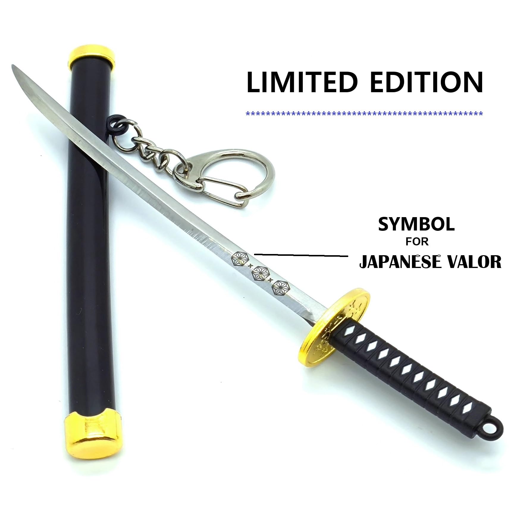 SHARP CASTLE Mini Japanese Katana, 5.7 inches Ultra Sharp Stainless Steel Knife with Scabbard, Anime Katana Keychain, Utility Knife Cutter, Handmade, Craft Use - Black(GT01.BK)