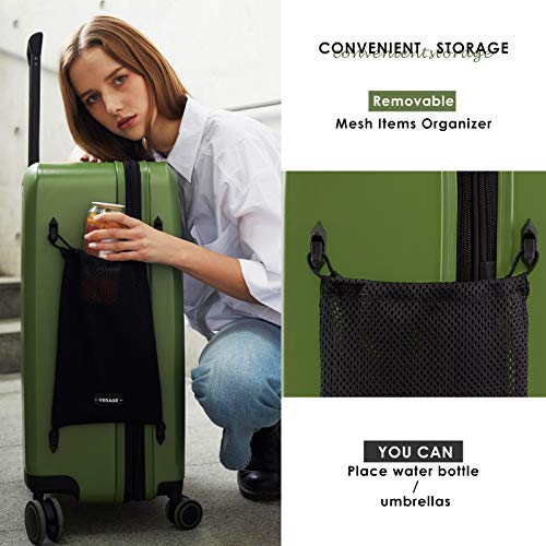VERAGE Freeland 3 Piece Luggage Sets with X-Large Spinner Wheels, Expandable Hardshell Luggage Sets, Travel Suitcase Set TSA Approved (20/24/29-Inch, Green)