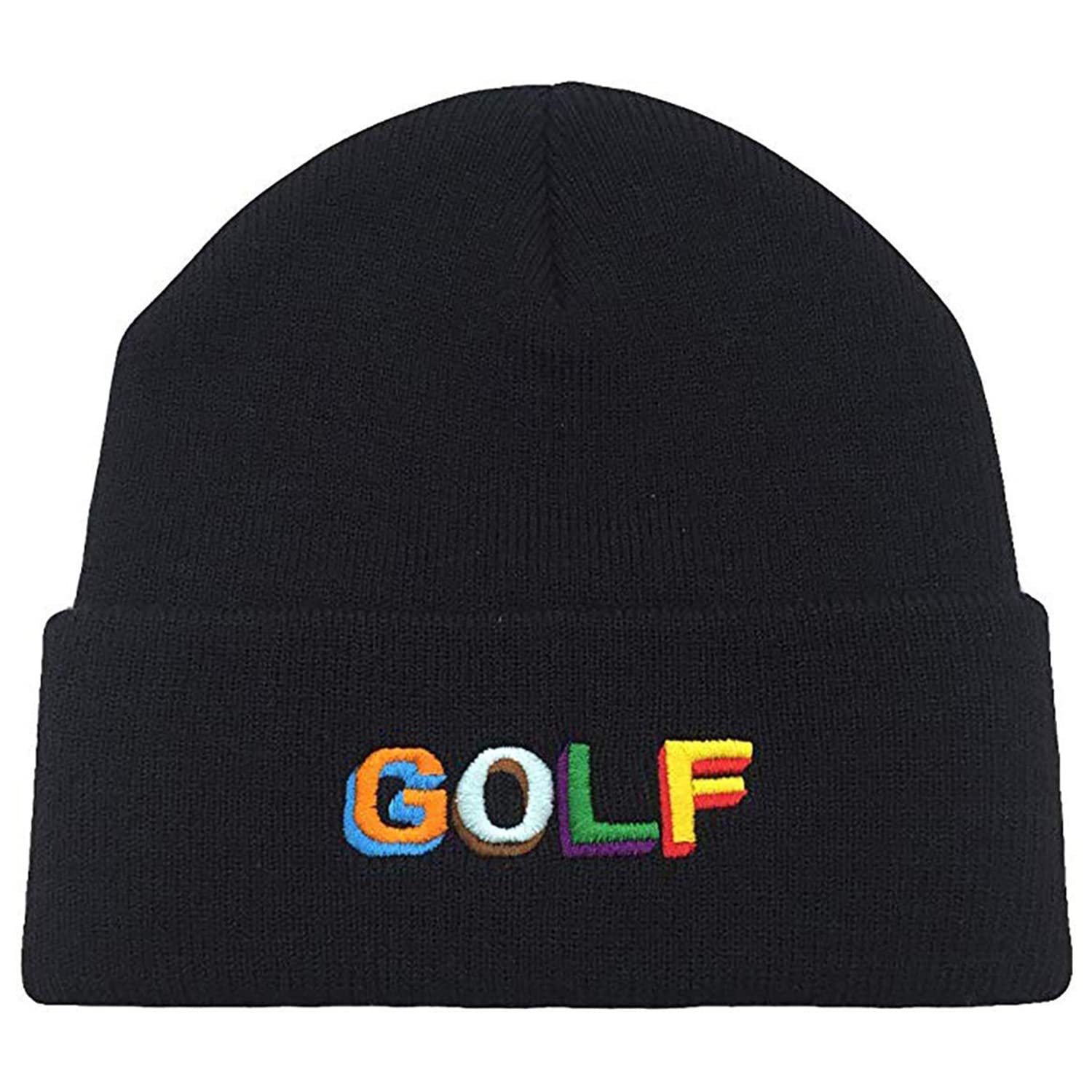 HSYBBX Knit Winter Beanie Hat,Unisex Cozy Reversible Warm Beanie Caps (Golf Beanie-Black)