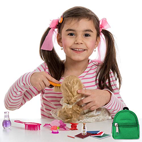 SOTOGO 31 Pieces Doll Accessories Include 10 Pieces Mini Doll Backpacks Mini Doll Bag Cute Zipper Backpack Mini Books Backpacks and 21 Pieces Miniatures Doll Books for Doll Accessories