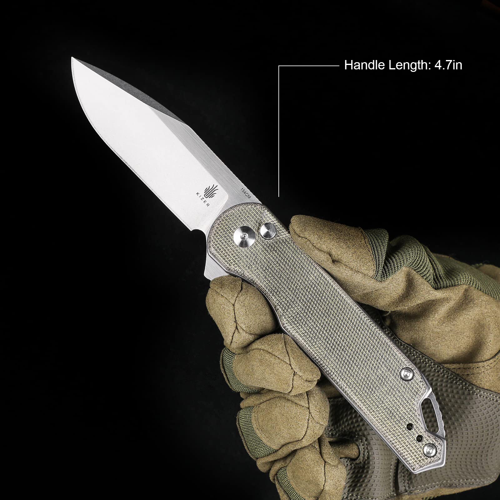 Kizer Assassin(XL) EDC Knife 154CM Steel, Micarta Handle Pocket Knife Flipper Opener Folding Knives V4549C1