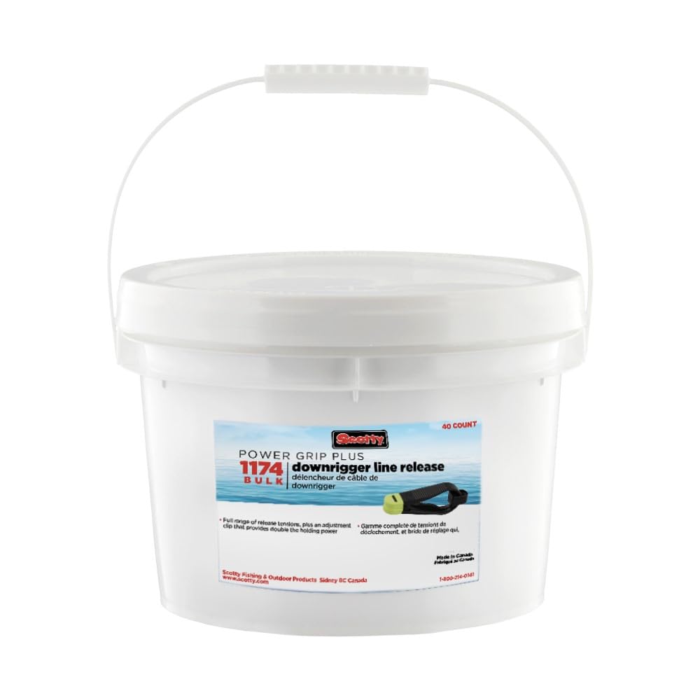 Scotty #1174-BUCKET Power Grip Plus Release (Bulk) (Not Rigged), Black, 40 Per Bucket