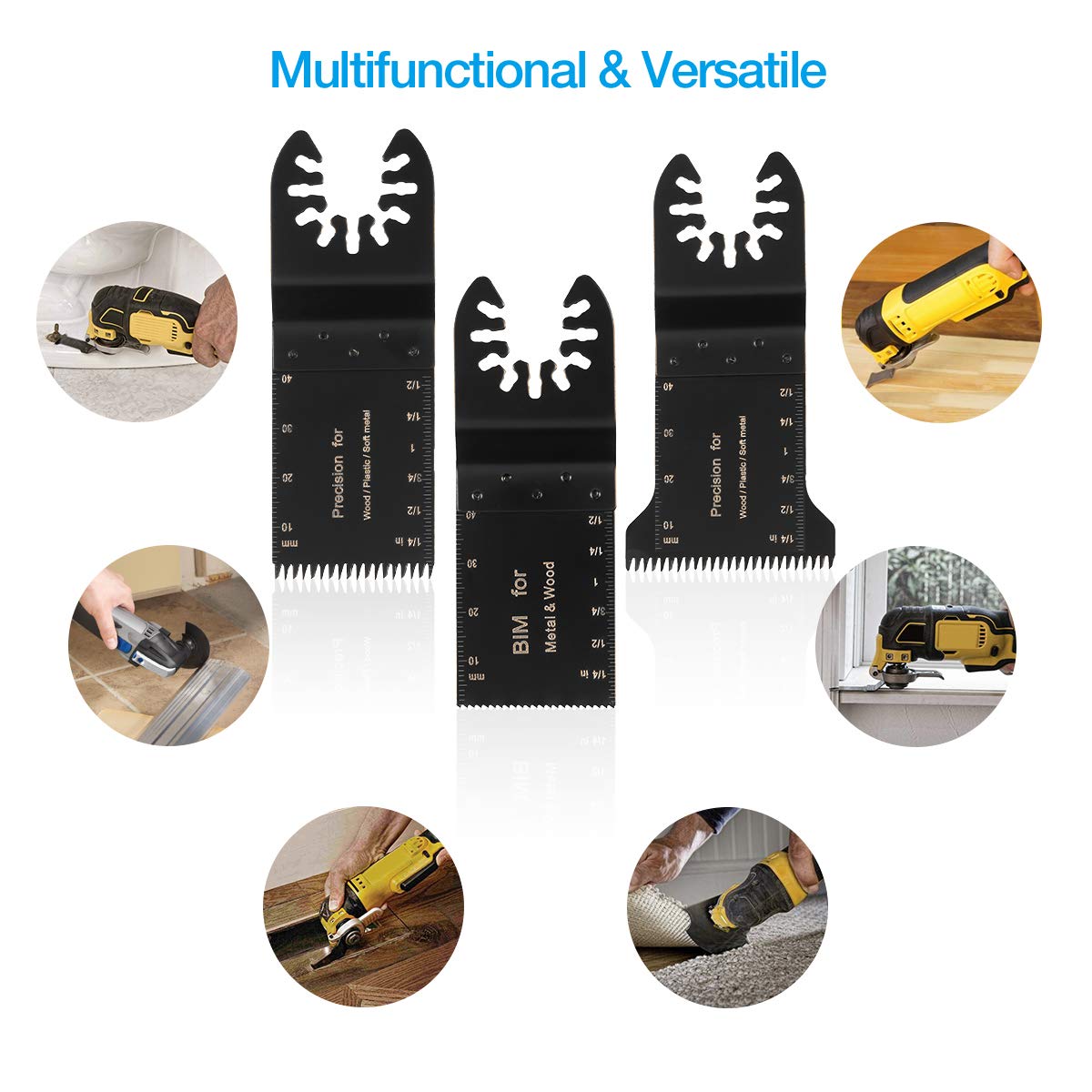 FOHEEL 20 Pcs Wood Oscillating Tool Saw Blades Multitool Compatible with Porter Cable Black & Decker, Bosch, Dremel, Craftsman, Ridgid, Ryobi, Makita, Milwaukee, Dewalt, Rockwell, Chicago