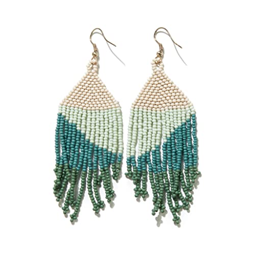 INK + ALLOY Women's Teal Fringe Seed Bead Earrings Handmade Jewelry for the Modern Bohemian (Teal)