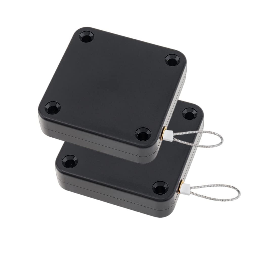 HOJLKLD Punch-Free Automatic Sensor Door Closer, 2 Pack 1000G Power Multifunctional Door Closer with Steel Drawstring for Residential Commercial Doors (Black)