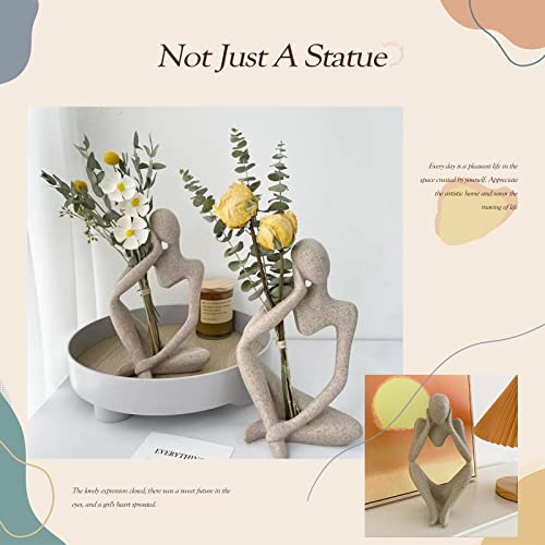 UMYTH Thinker Statues Set of 3, Sandstone Resin Thinker Statue Ornaments, Abstract Style Sculpture Statue Collectible Figurines for Home Decor/Office/Bookshelf/Desktop/Decorations