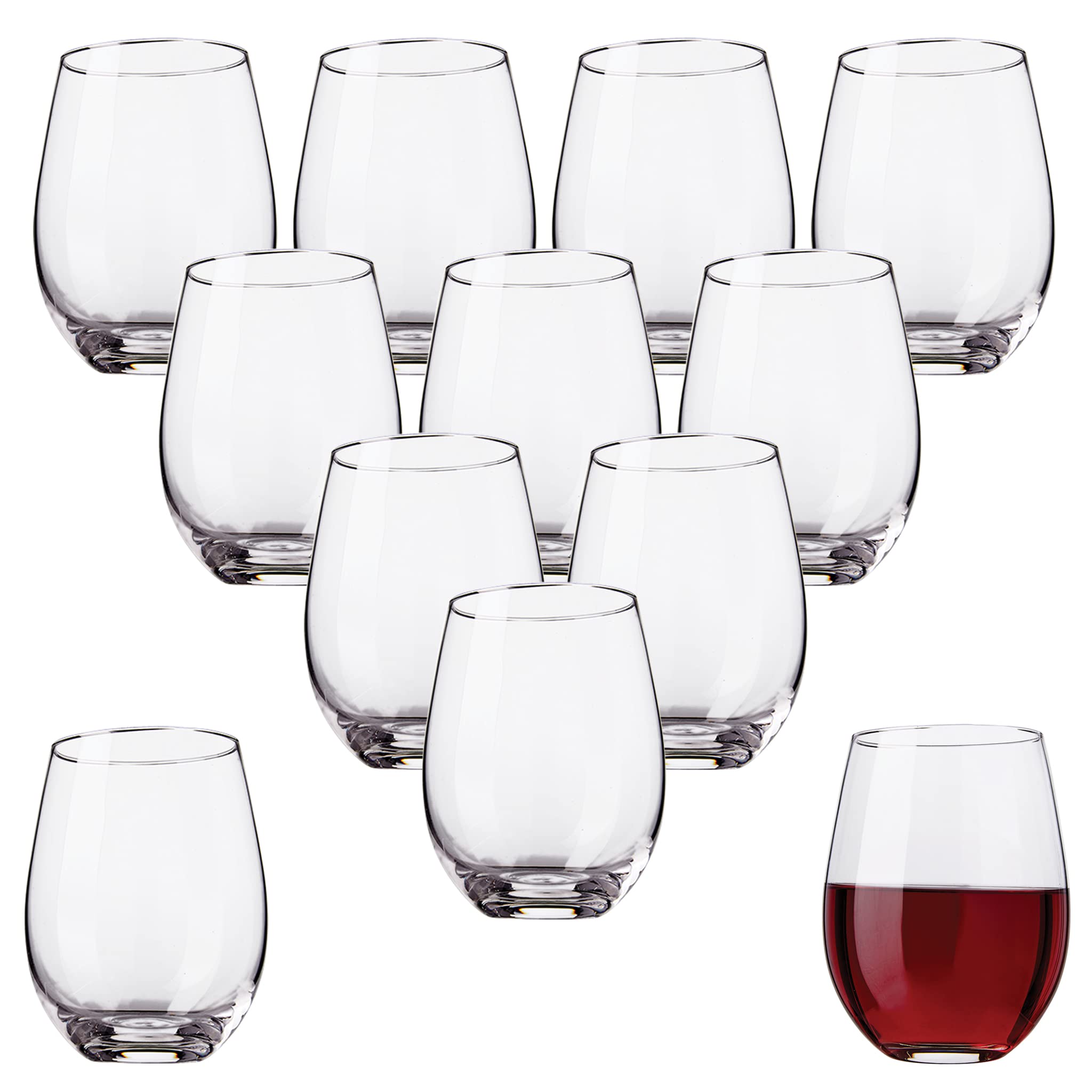 Kitchen Lux Stemless Wine Glasses Set of 12, 18oz Wine Glass ā Stemless Wine Glass & Cocktail Tumbler Set ā Premium Glass Drinking Cups in Bulkā Deluxe Gift Pack Short Wine Glasses, Dishwasher Safe