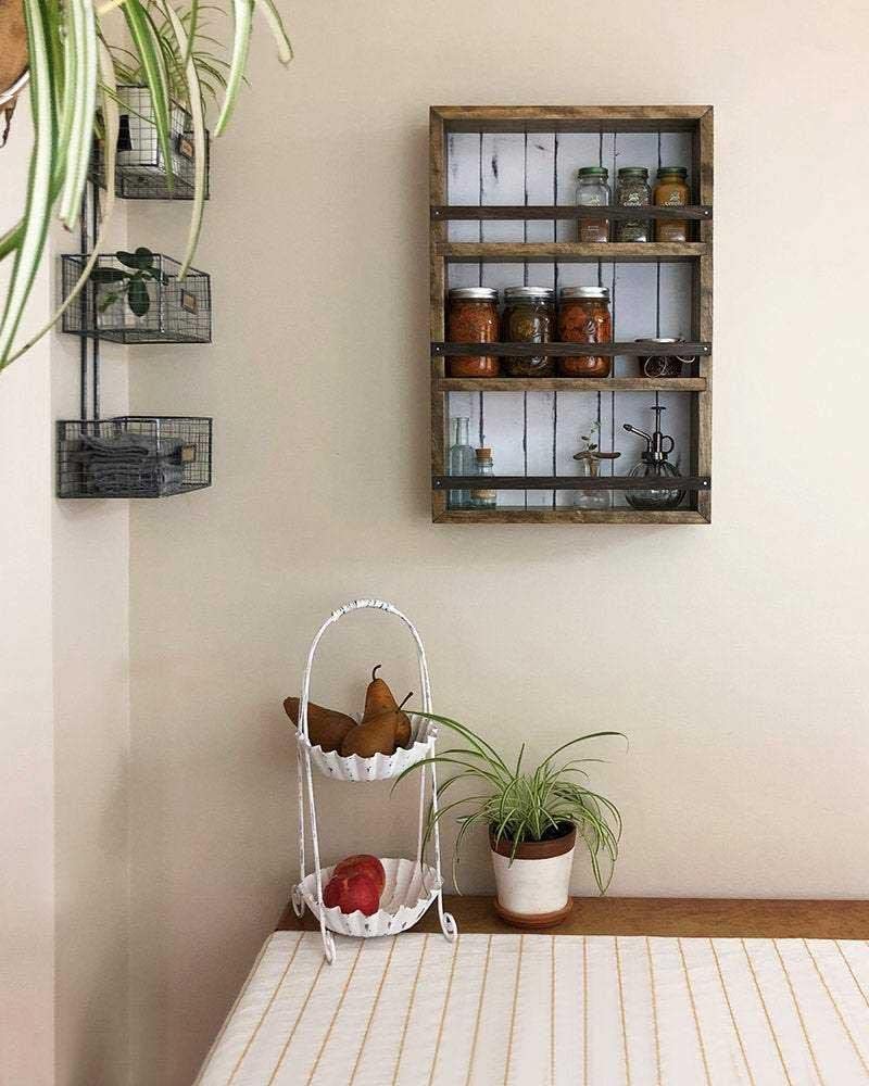 Mansfield Cabinet No. 103 - Solid Wood Spice Rack Cabinet Willow Grey/Black