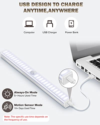 GYTBL Under Cabinet Lighting Wireless 12inch Motion Sensor Light Indoor Closet Lights Motion Sensored Magnetic Closet Light Rechargeable Under Counter Lights for Kitchen Cupboard Wardrobe Stair-4 Pack