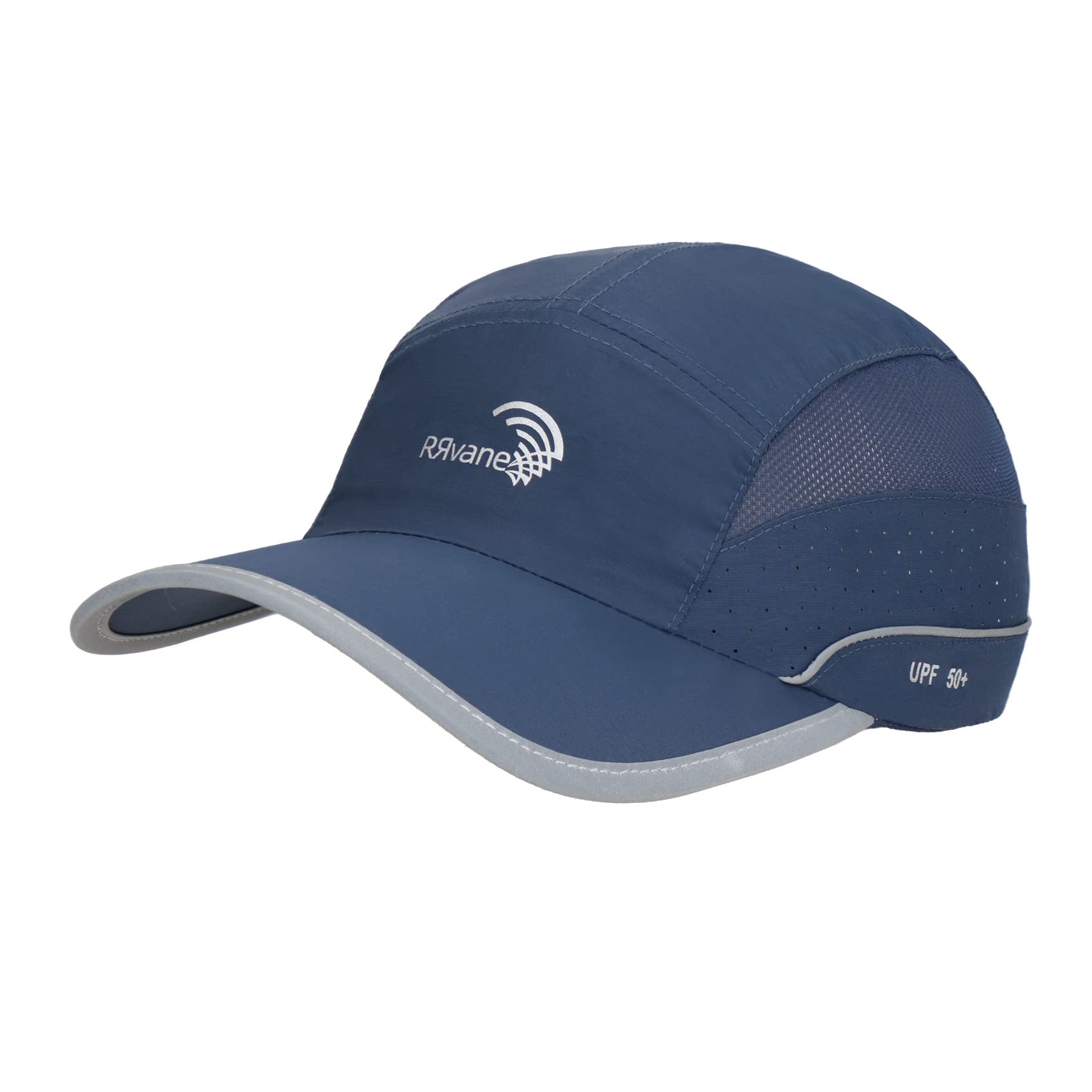 Foldable Running Cap UPF50+ Quick Dry Outdoor Sports Hat Reflective Lightweight Unstructured Baseball Cap for Men Women (Navy, Folding)