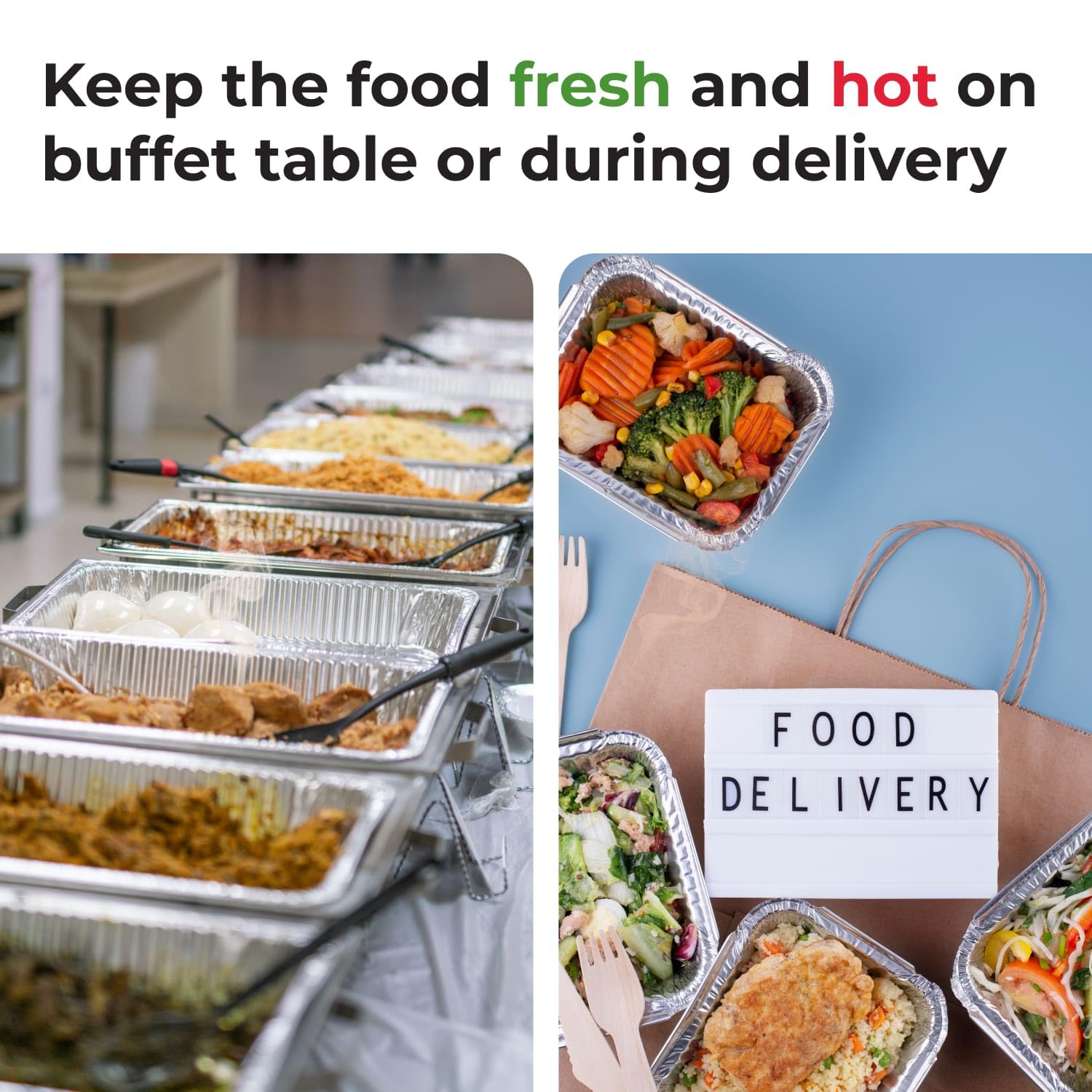 IDL Packaging Aluminum Foil Pans with Lids, Deep - 15 pc Chafing Dish Set - 5 Full Size and 10 Half Size Steam Table Pans + Lids - Disposable Cookware for Catering, Buffet, Party, BBQ