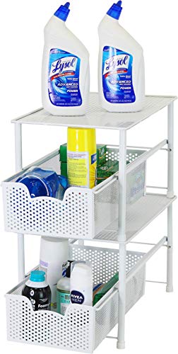 Simple Houseware Stackable Under Sink Cabinet Sliding Basket Organizer Drawer, White