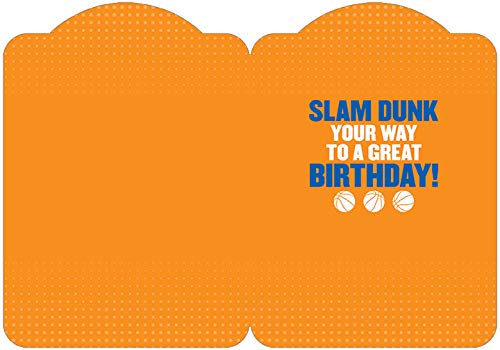 Paper House Basketball on Blue Die Cut Foil Sports Birthday Card for Kids