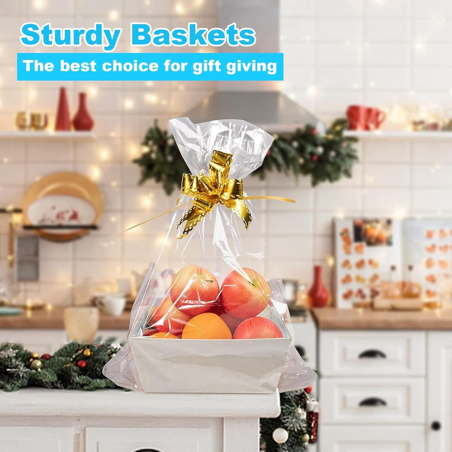 SHUESS 6 Pk 8.6 x 10 inch White Basket for Gifts Empty Large Gift Basket Empty to Fill Rectangular Cardboard Tray with Handles for Christmas Wedding Holiday | Gift to Impress