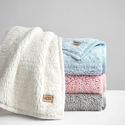 UGG 25110 Blakely Baby Blanket Comfy Cozy Machine Washable Luxury Throw Blankets for Newborn Babies Plush Sherpa Blankie Soft Gentle on Skin, 41 x 31-Inch, Pink Shell