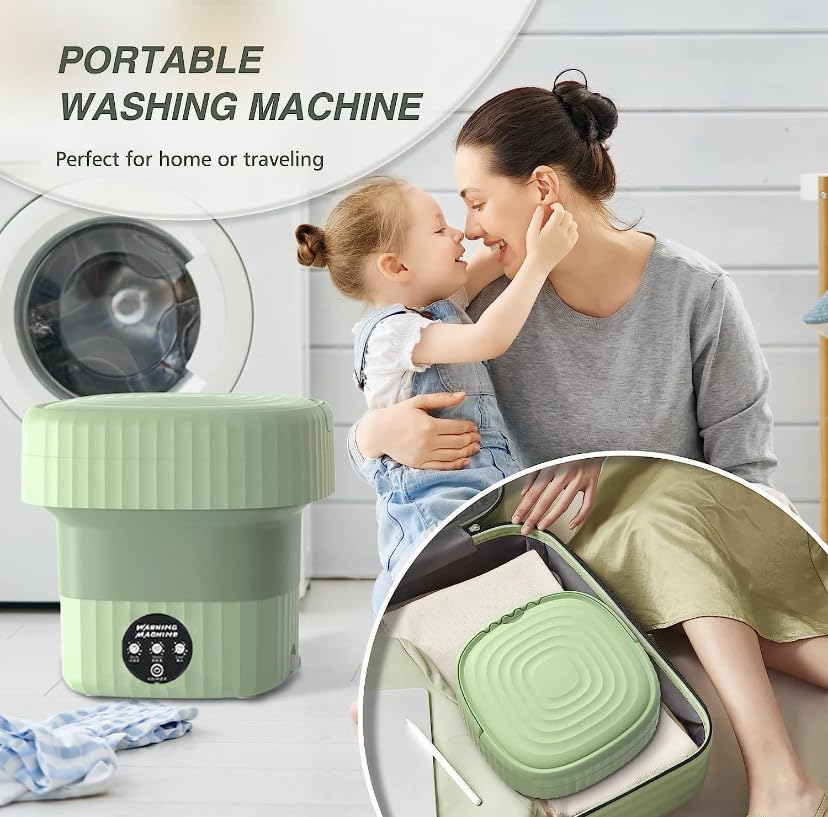 Foldable Washing Machine, 8L High Capacity Mini Washer, with 3 Modes Deep Cleaning,Half Automatic Small Washer for Baby Clothes Underwear or Small Items,RV Travel laundry